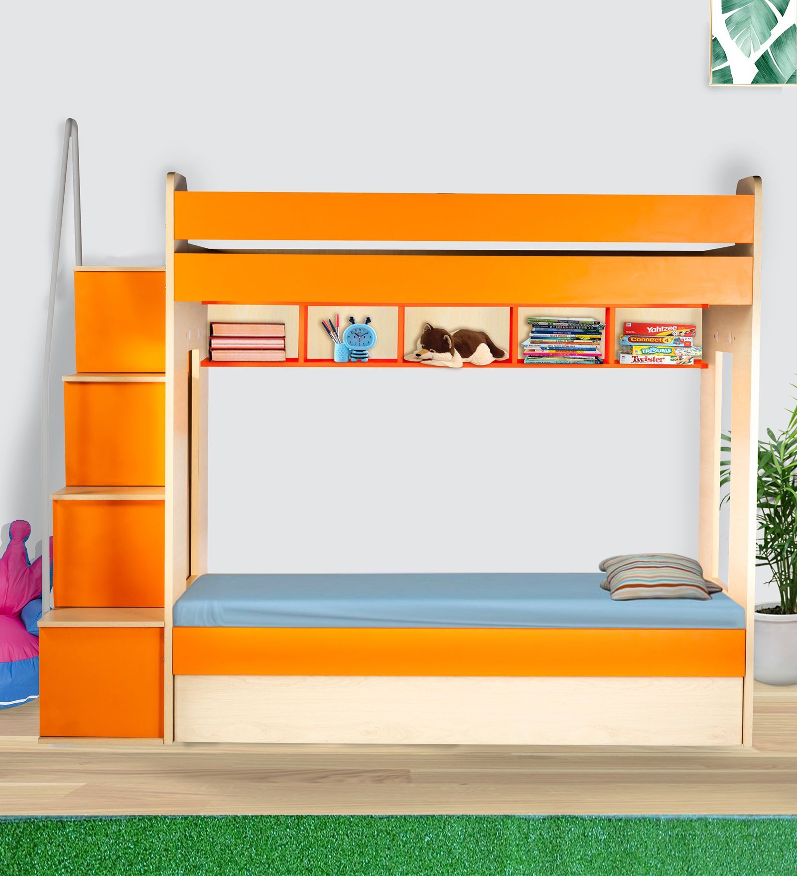 Buy Multi Flexi Bunk Bed in Orange Colour with Hydraulic Storage at 21% ...