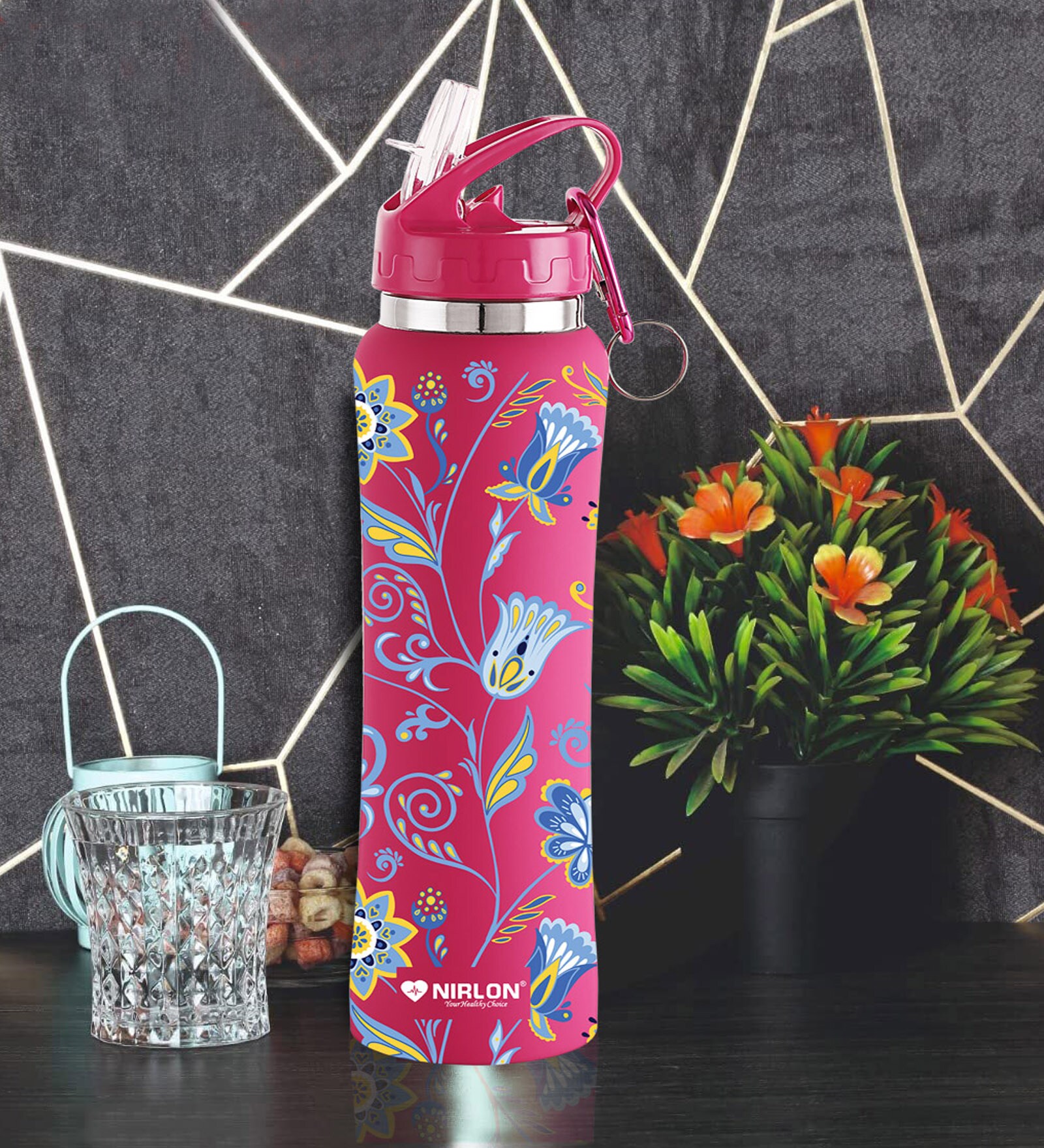 Buy Flip Bot Rubber Finish 750 ml Pink Stainless Steel Sipper at 52% ...