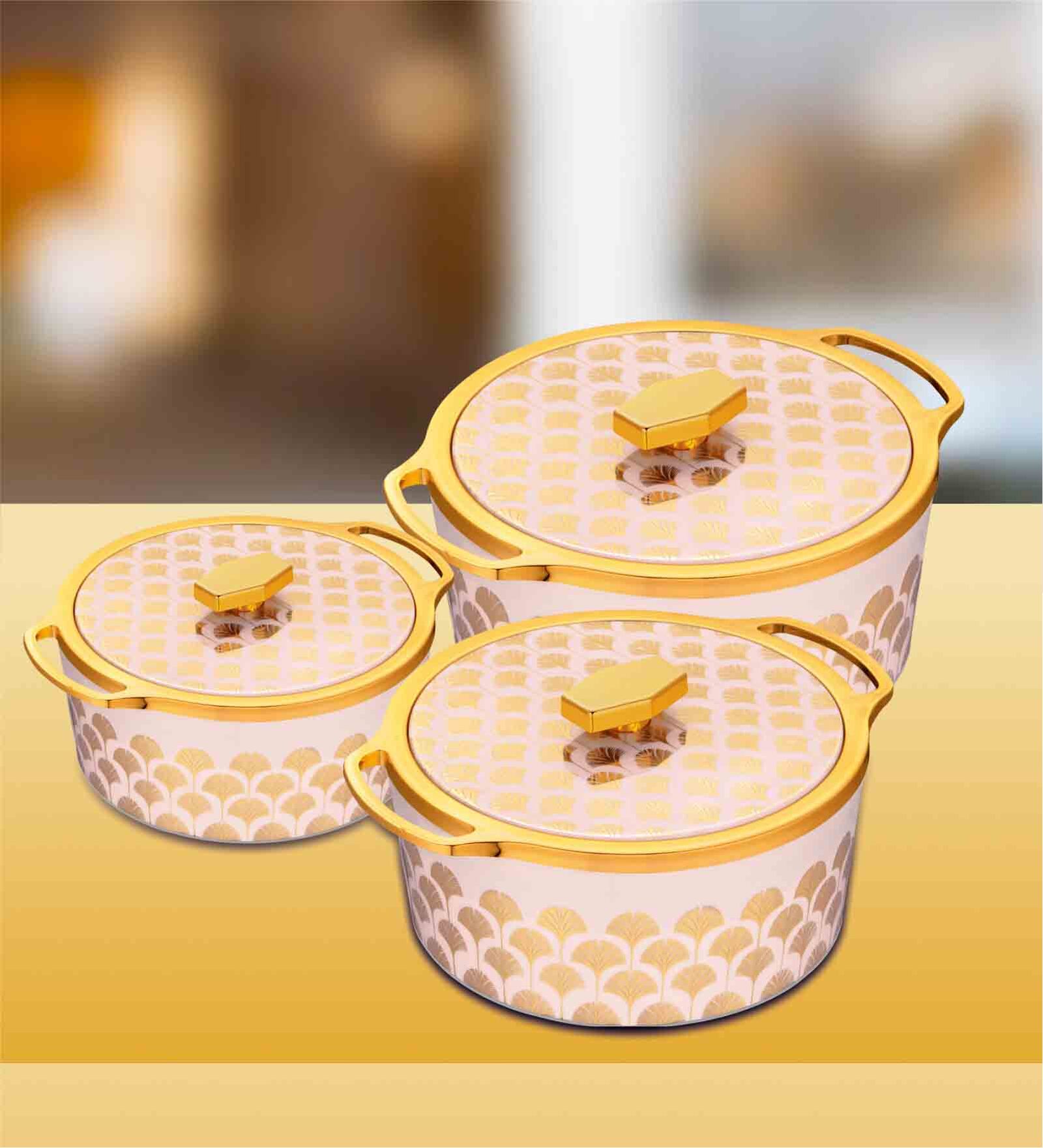 Buy Floraa Royale Pink Plastic & Steel 3Pcs Insulated Thermoware ...