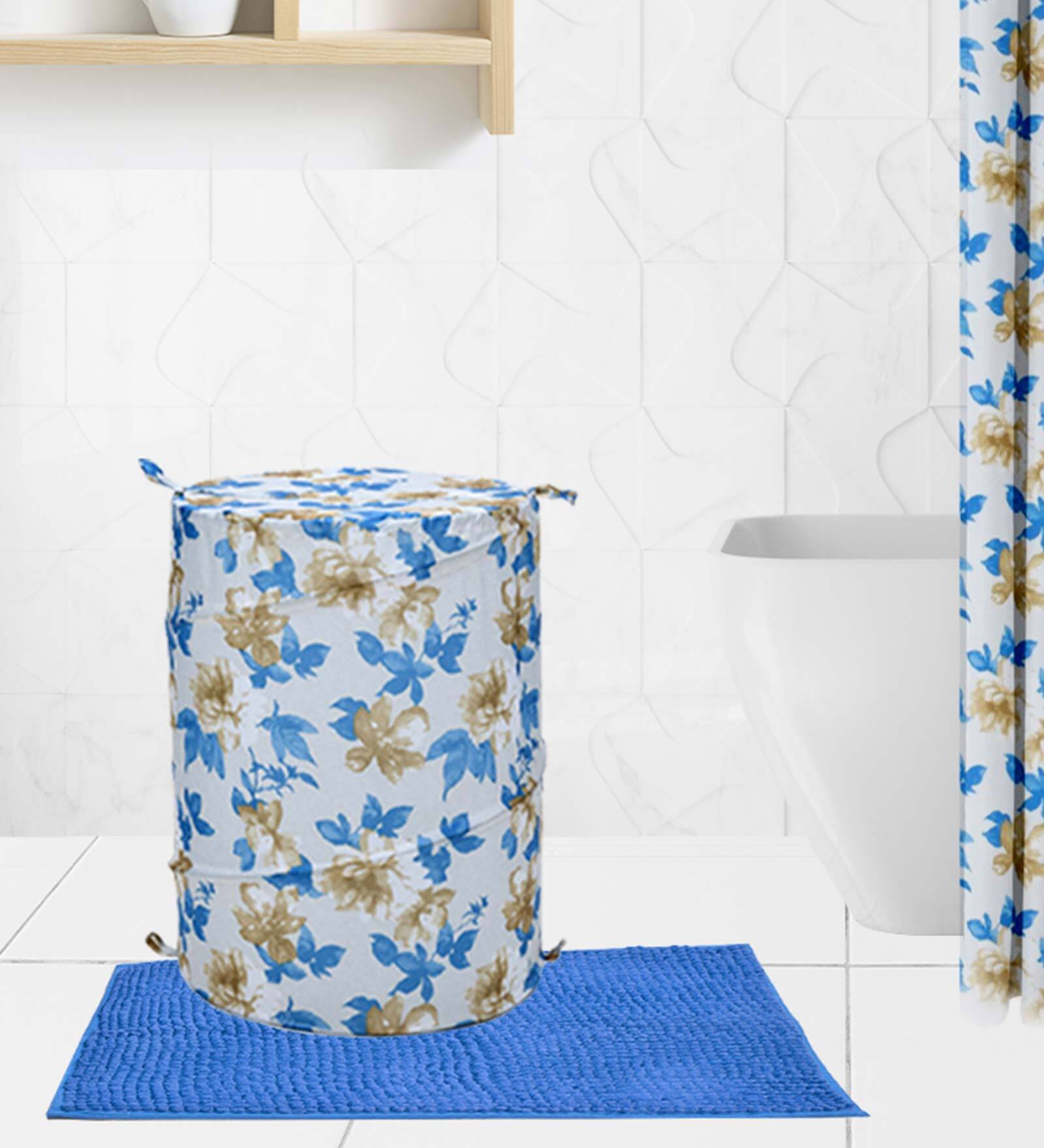 Buy Floral (Set of 15) Blue Polyester Bath Uitility Hamper at 45% OFF ...