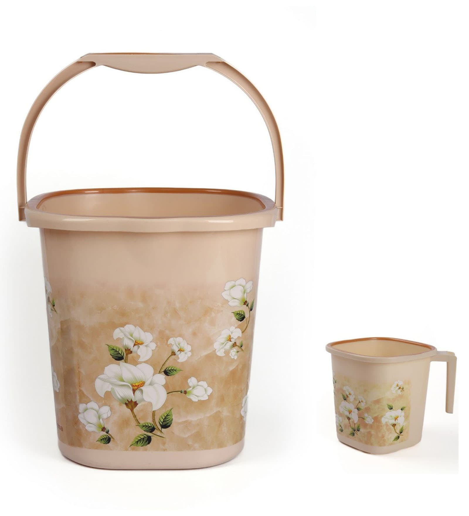 Buy Floral 18 Ltrs Brown 2 Pc Polypropylene Bucket Set at 38% OFF by ...