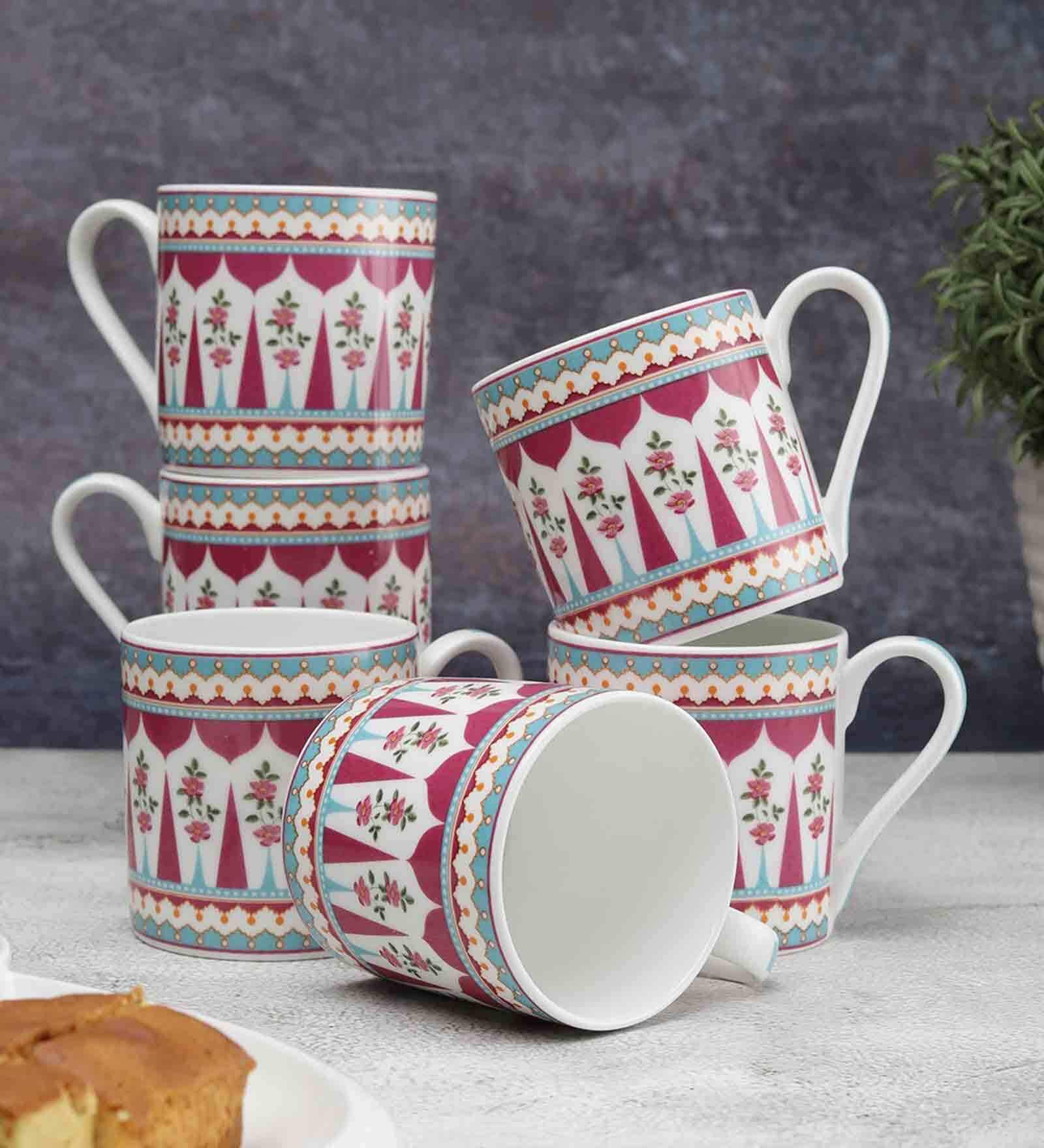 Buy Floral 245ml Multicolour (Set of 2) Ceramic Coffee Mug at 36% OFF by India Circus by Krsnaa ...