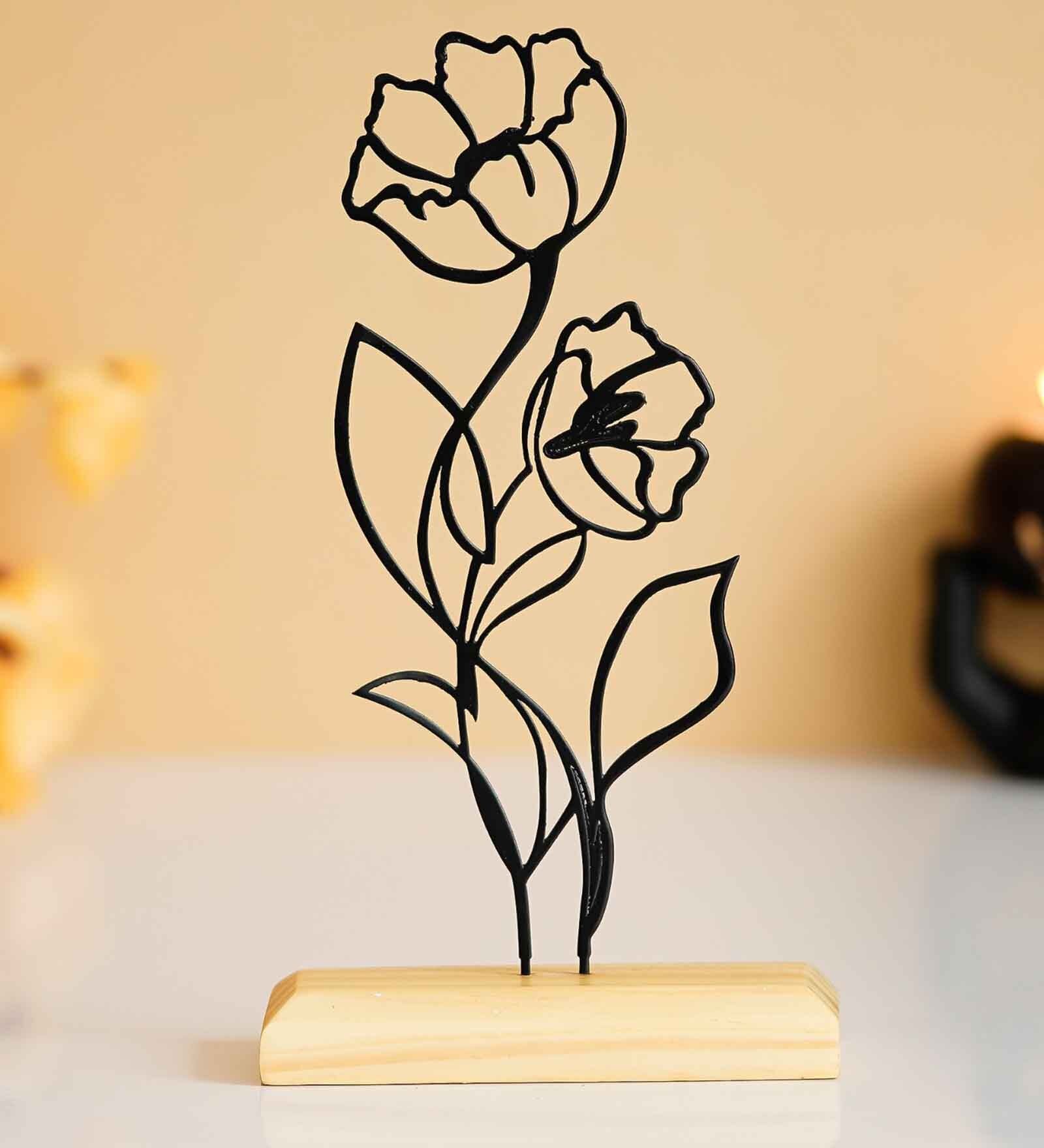 Buy Floral Iron & Wood Showpiece at 37% OFF by The Next Decor | Pepperfry