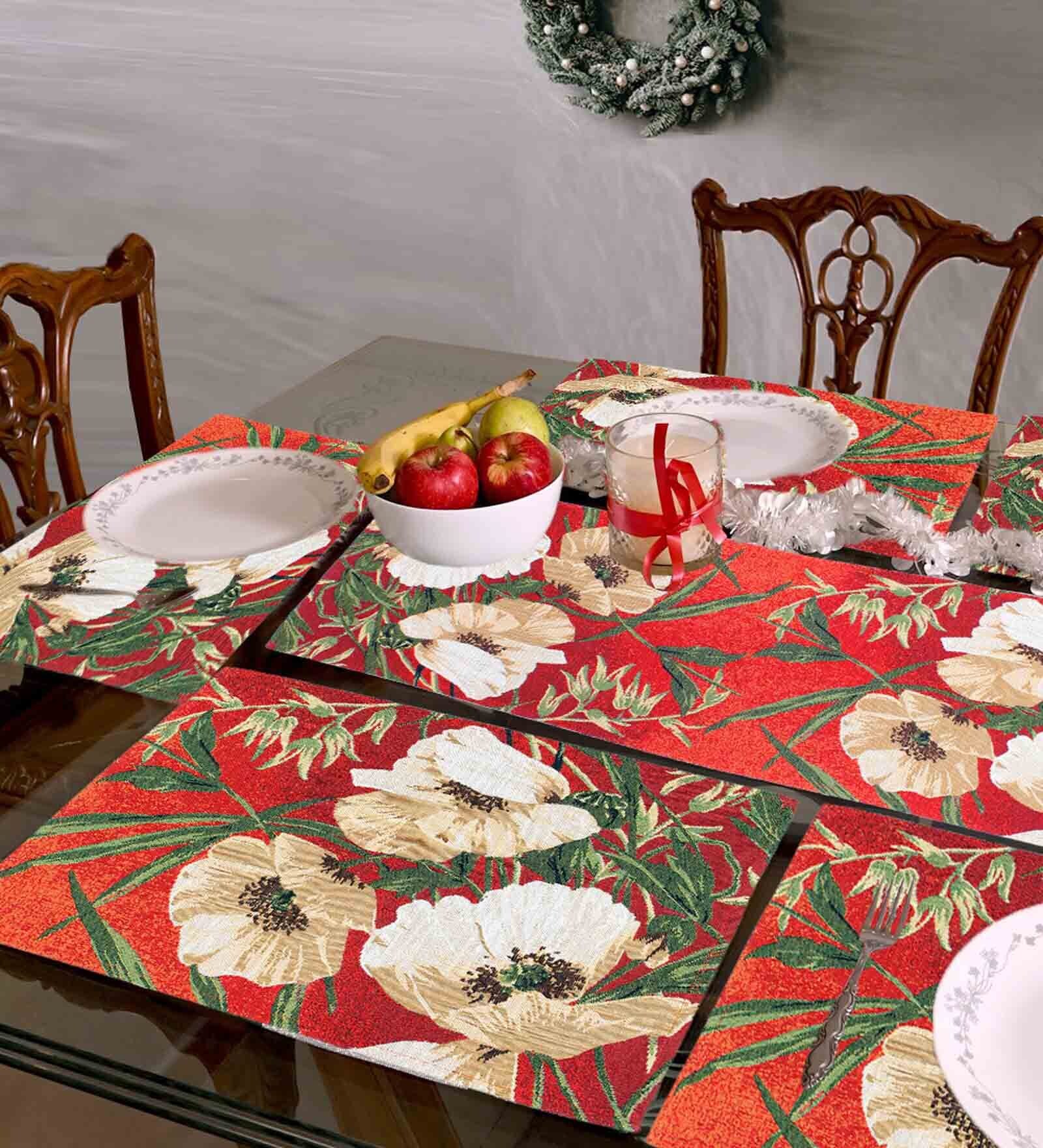 Buy Floral Multicolor 7 Pc Cotton and Polyester Table Linen Set at 24% ...