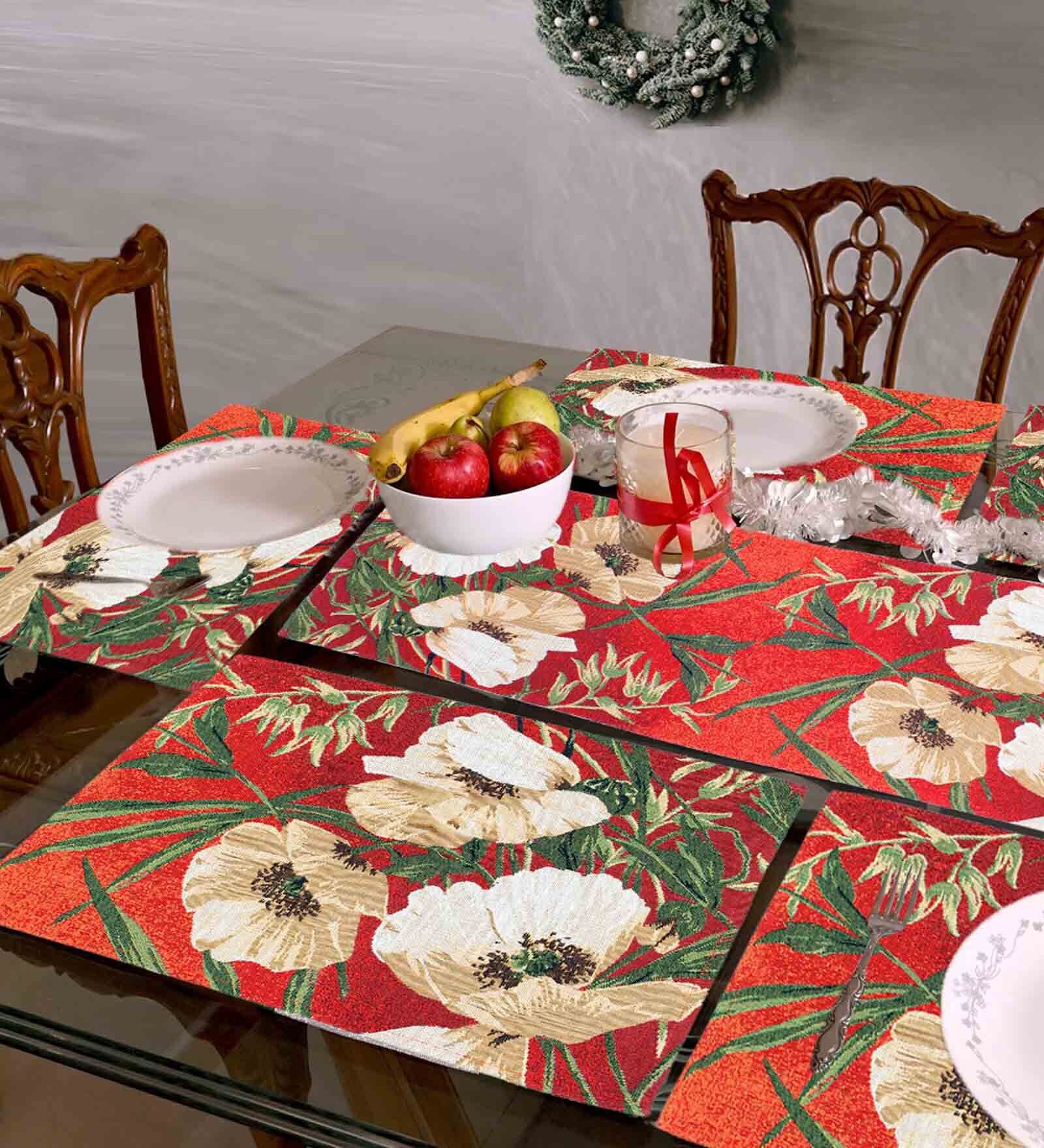 Buy Floral Multicolor 9 Pc Cotton and Polyester Table Linen Set at 23% ...