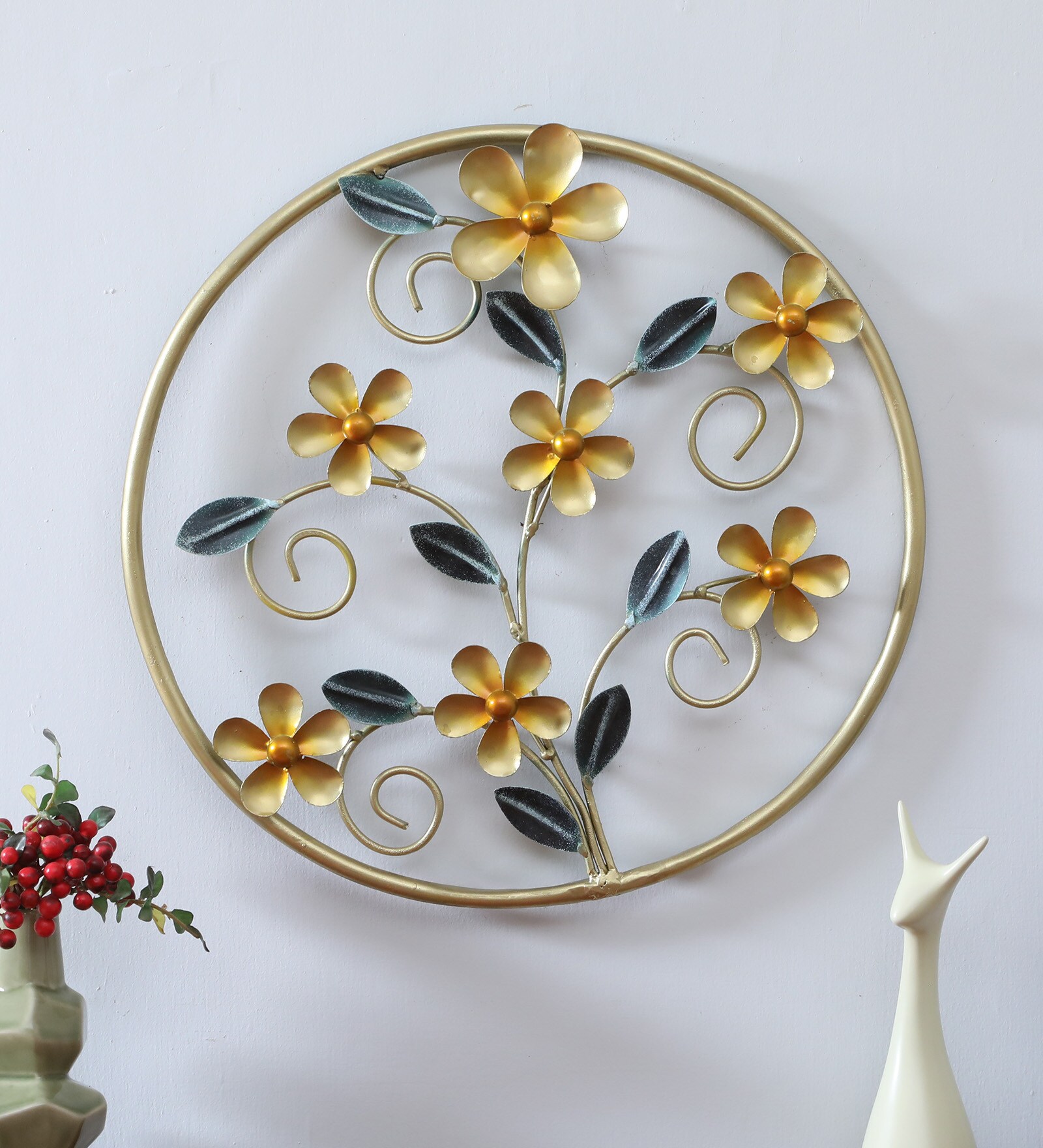 Buy Floral Multicolour Iron Wall Art at 33% OFF by Malik Design | Pepperfry