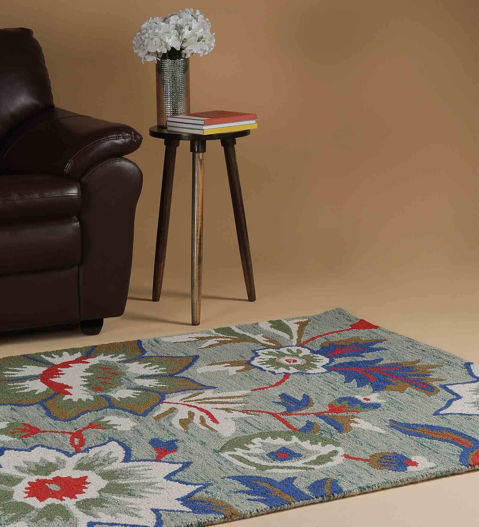 Buy Multicolor Wool Floral 4 x 6 Feet Hand Tufted Carpet at 40% OFF by ...