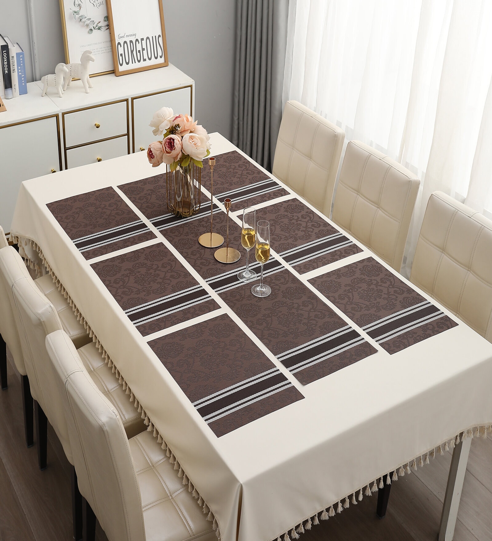 Buy Florals Brown (18 x12) PVC Table Linen (Set of 7) at 7% OFF by ...