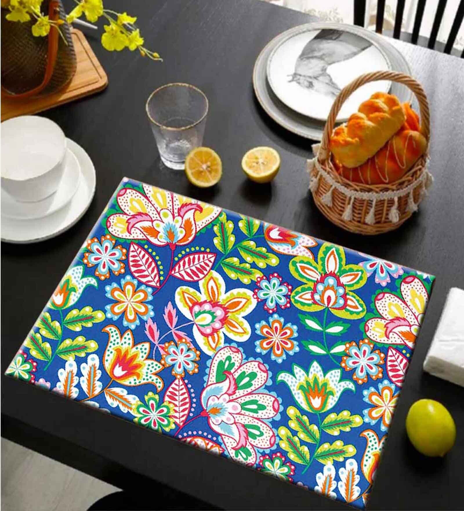 Buy Florals Multicolor (12 x 17.5) Satin (Set of 6) Placemats at 34% ...