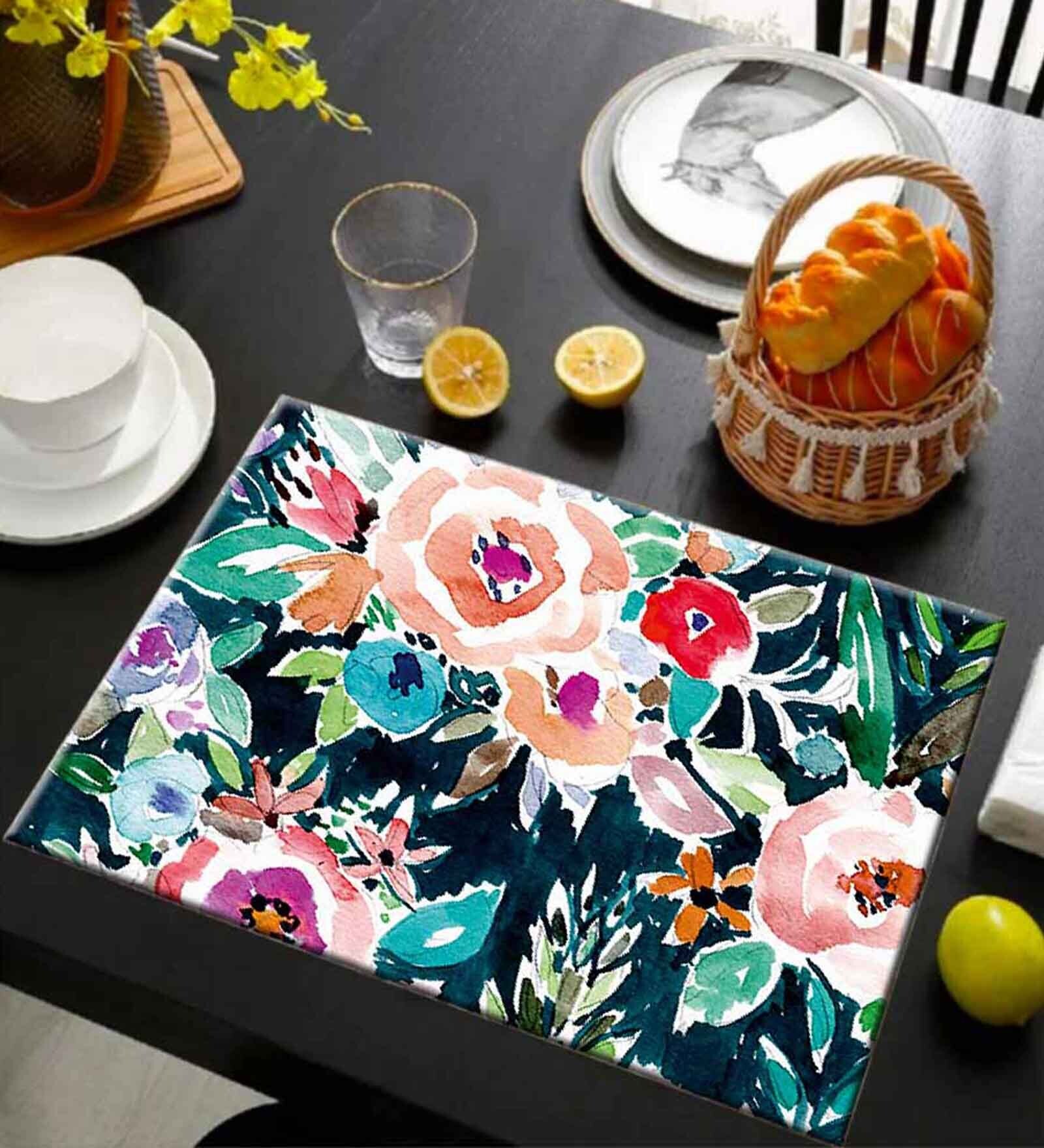 Buy Florals Multicolor (12 x 17.5) Satin (Set of 6) Placemats at 47% ...