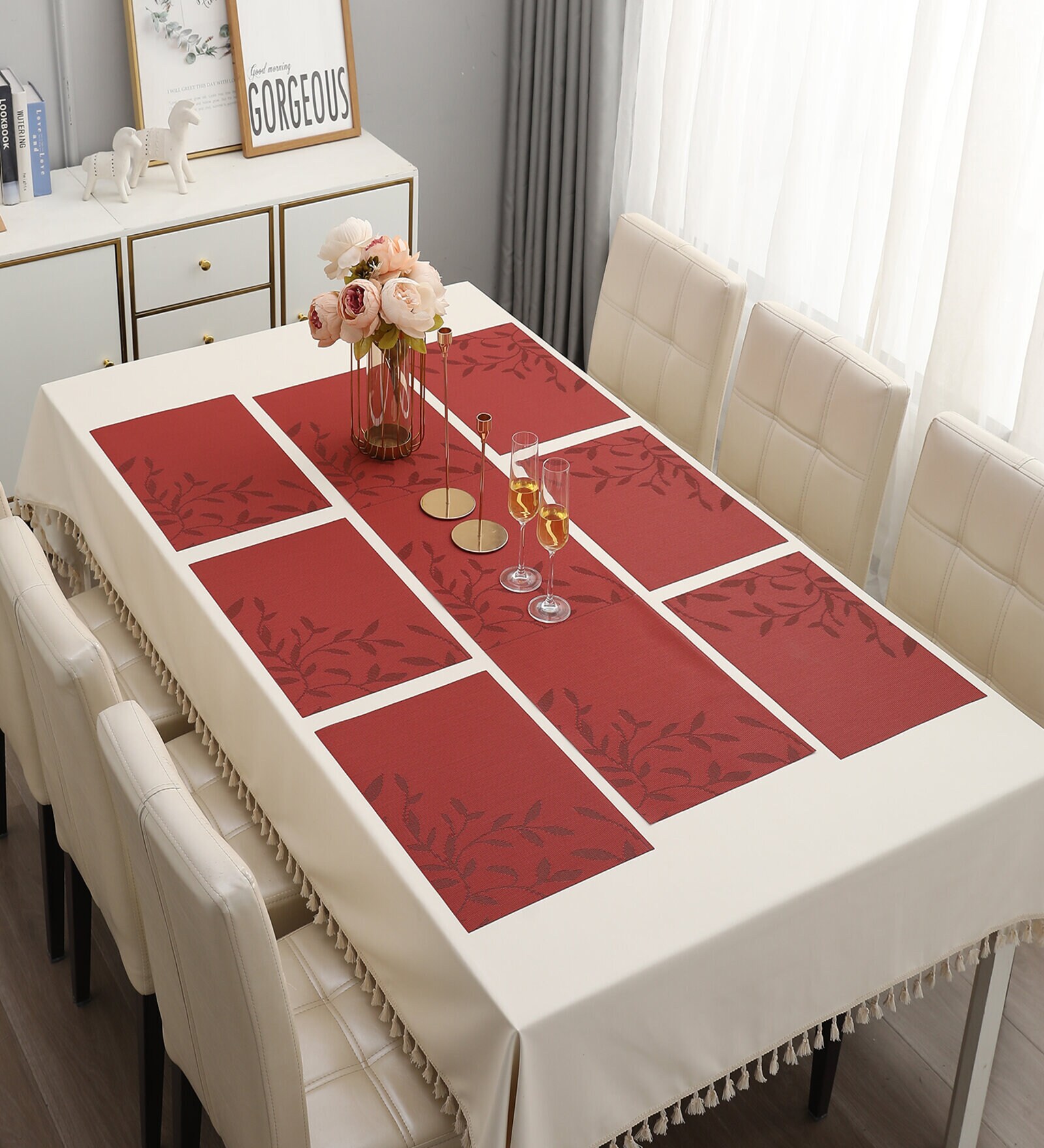 Buy Floral Red (18 x12) PVC Table Linen (Set of 7) at 23% OFF by HOKIPO ...