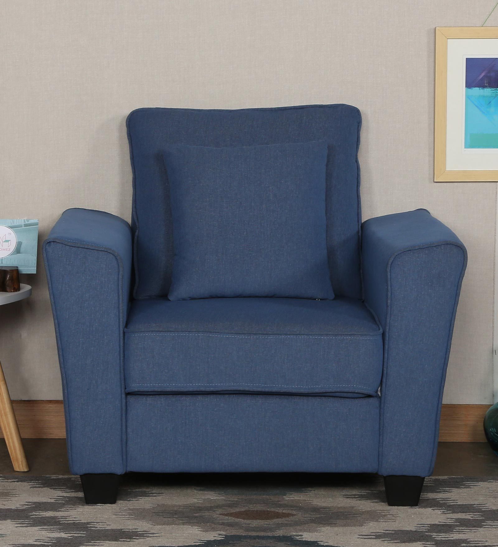 Buy Florence One Seater Sofa with Cushion in Denim Blue Colour by ...