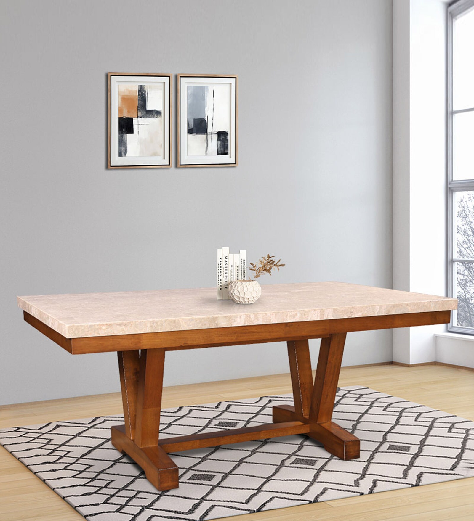 Buy Florentine Rubber Wood 6 Seater Dining Table In Dark Walnut Colour ...