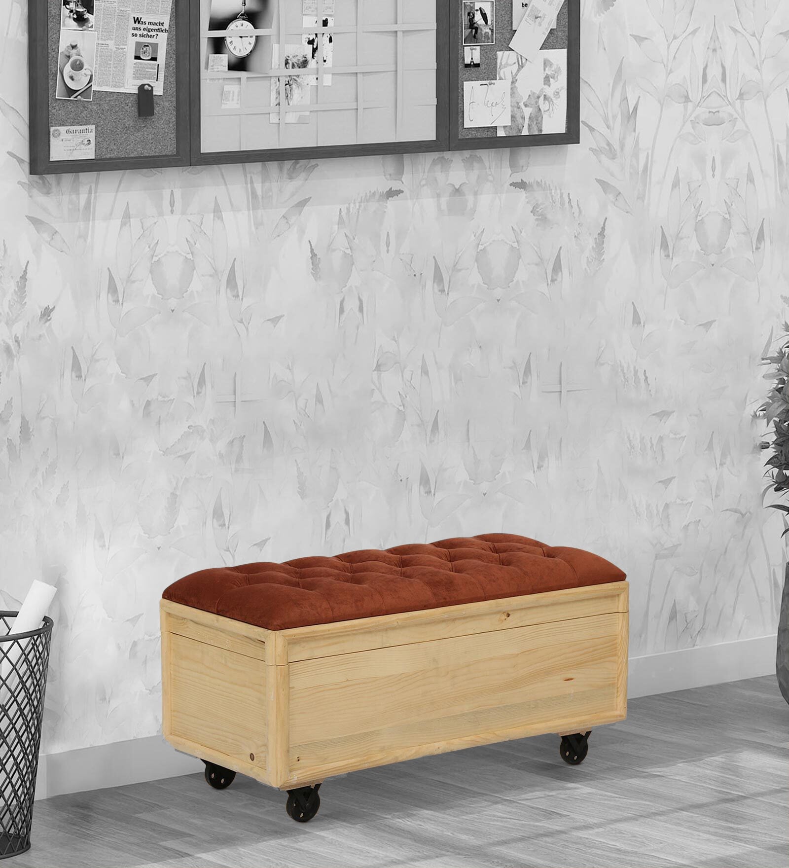 Buy Flores Solid Wood Upholstered Trunk In Brown Colour at 2% OFF by ...