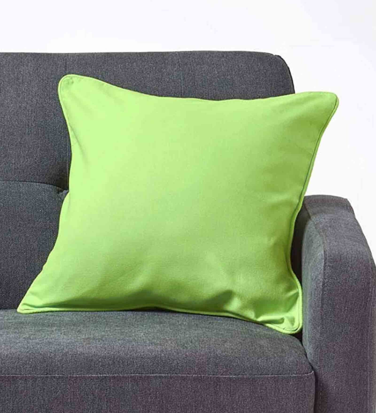 Buy Flourscent Green Cotton Solid 16x16 Inches Cushion Cover by Aurave ...