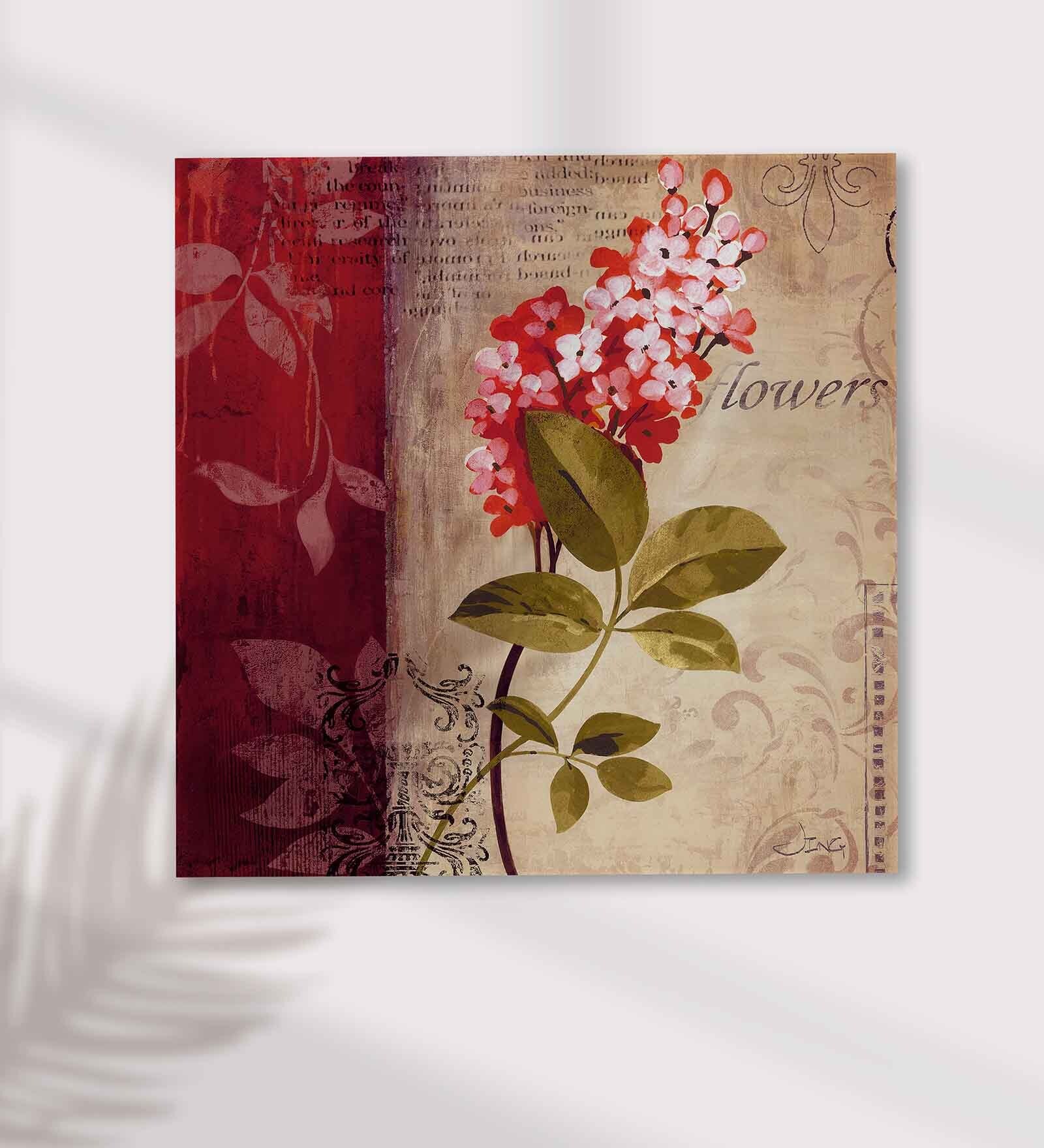 Buy 16 Inches Red Flower Canvas Stretched Wall Art Painting at 74% OFF ...