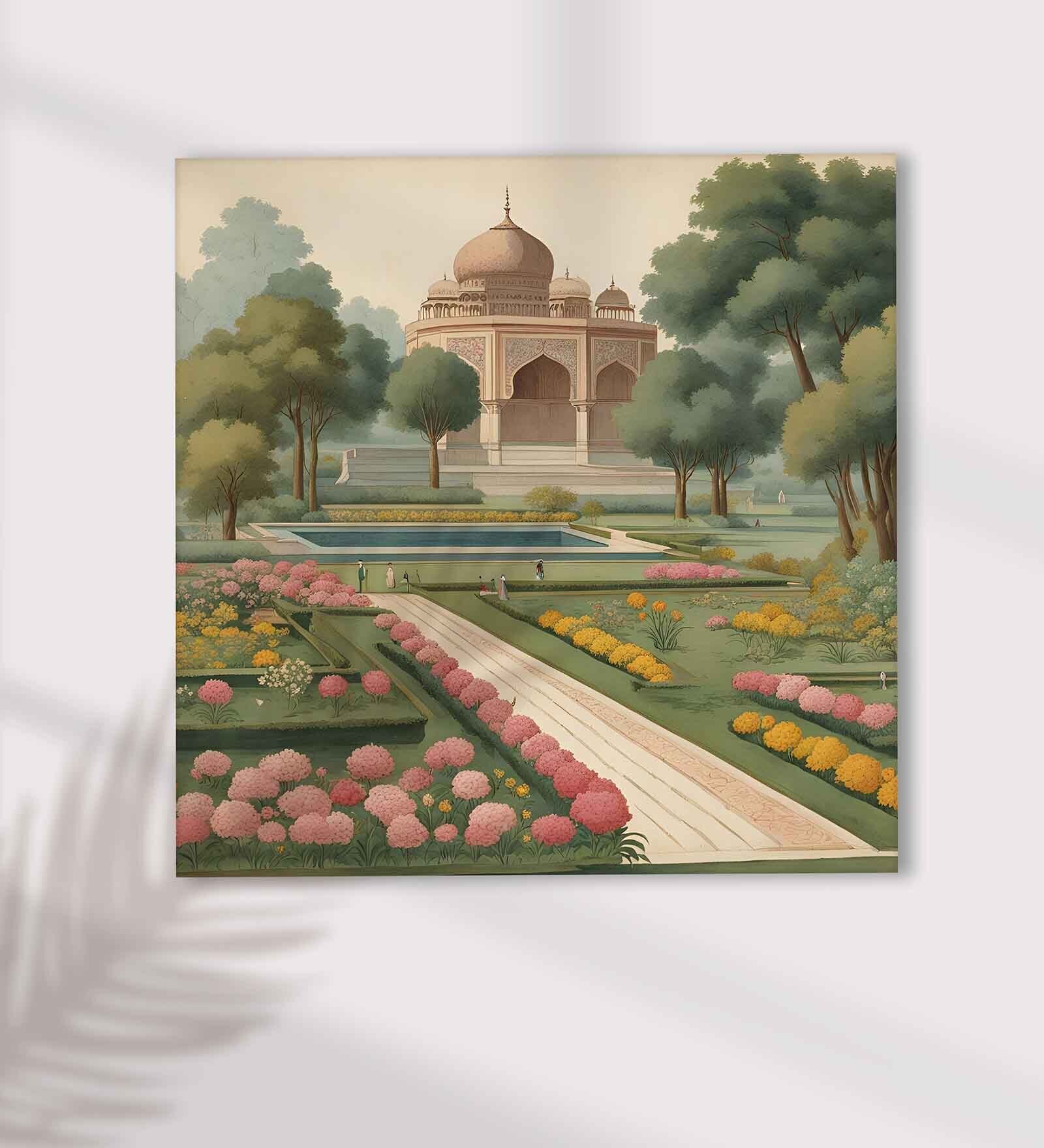 Buy 16 Inches Flower Taj Mahal Canvas Stretched Wall Art Painting at 74 ...