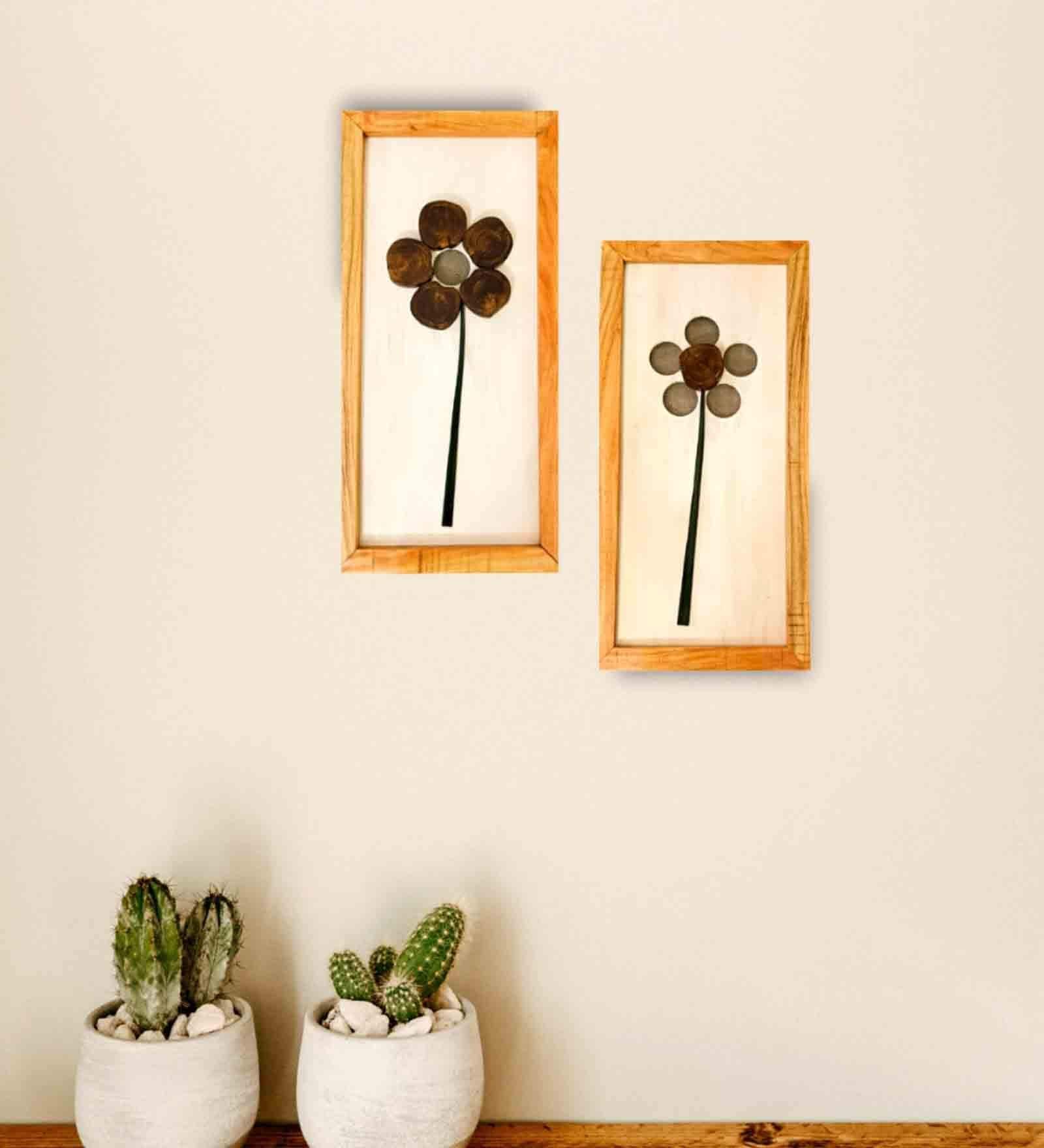 Buy Flower cluster Wall Decor Wooden Wall Art In Walnut Brown at 11% ...