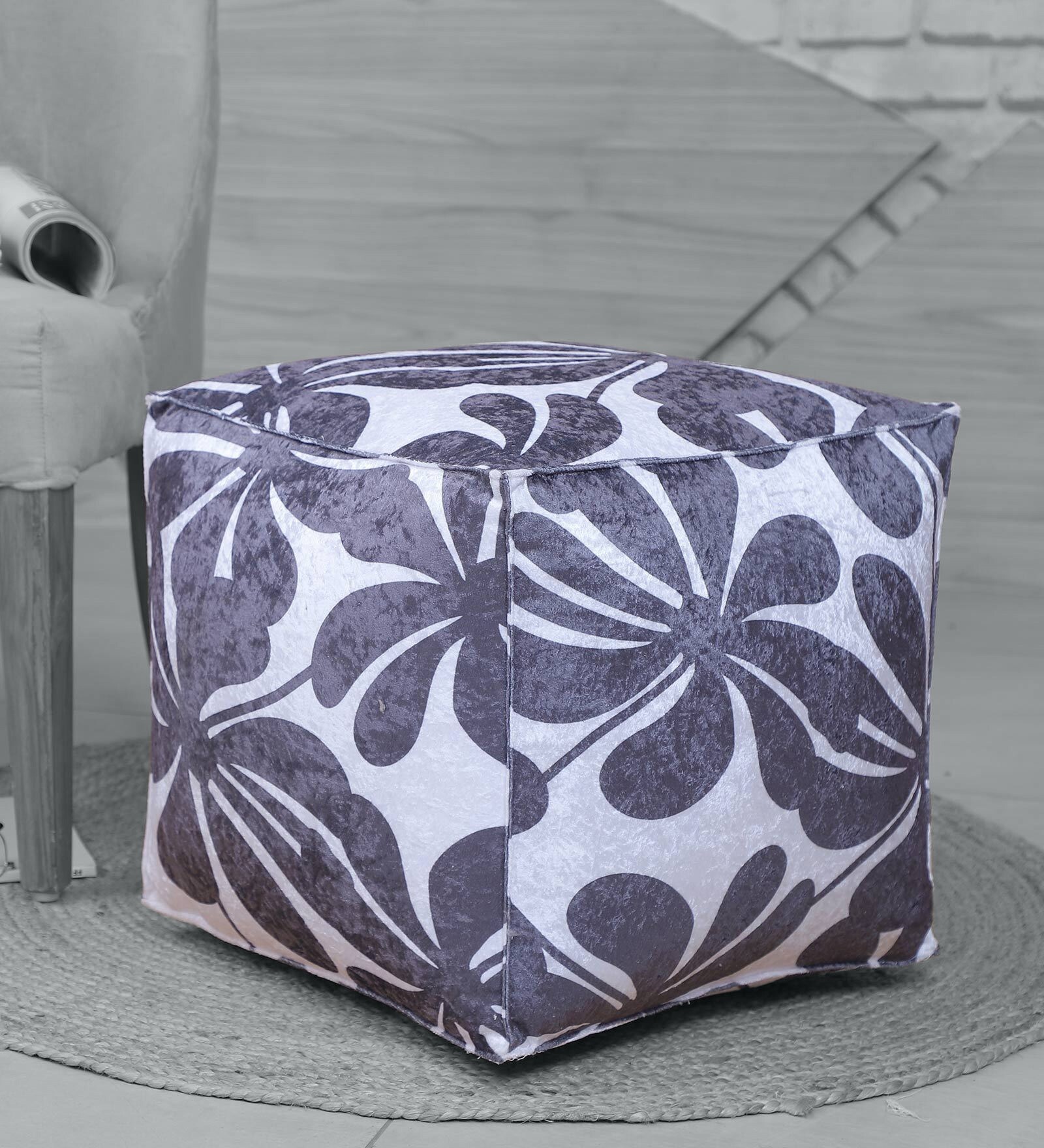 Buy Flower Pouffe in Grey Colour at 100% OFF by Sheen decor | Pepperfry