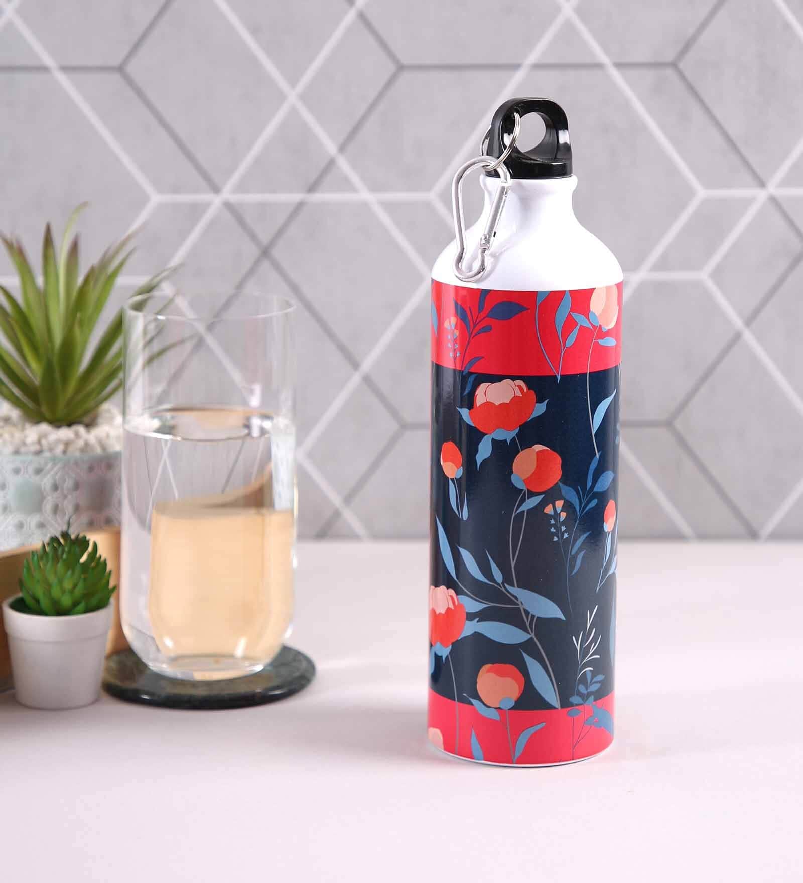 Buy Flower Print 750ml Multicolour Aluminium Water Bottle at 24% OFF by ...