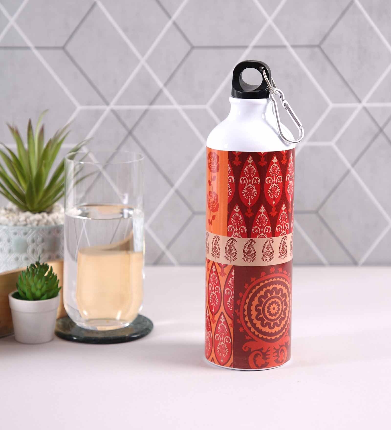 Buy Flower Print 750ml Multicolour Aluminium Water Bottle at 29% OFF by ...