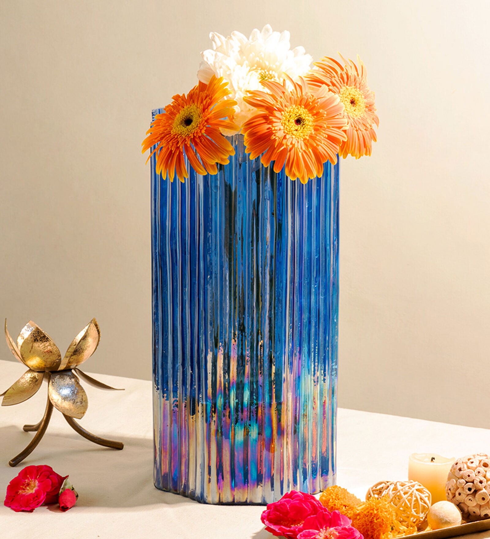 Buy Fluted Blue Color Glass at 26% OFF by The 7th Dekor | Pepperfry