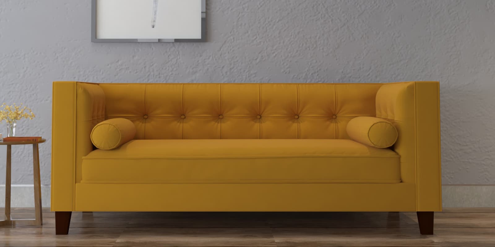 Buy Filton Velvet 2 Seater Sofa In Yellow Colour at 26% OFF by Adorn ...