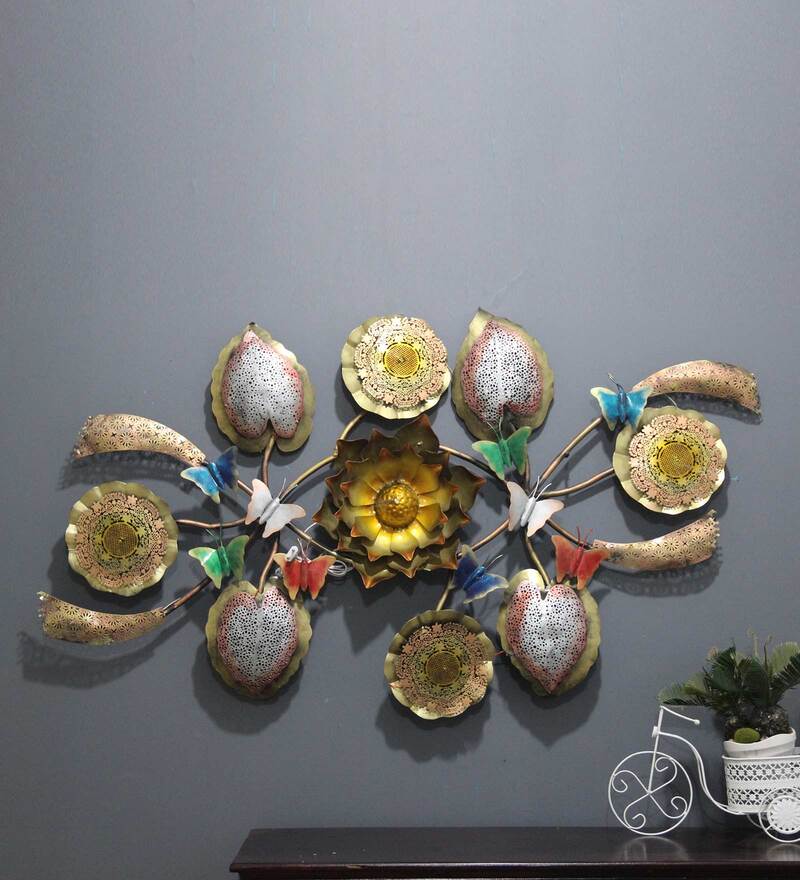 Buy Iron Abstract Wall Art With LED In Multicolour By Malik Design ...