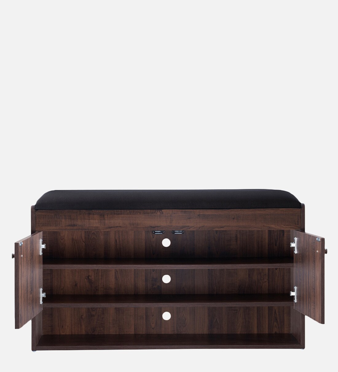 Buy Footsie 3 Door Shoe Rack with Seating in Dark Walnut Finish by ...