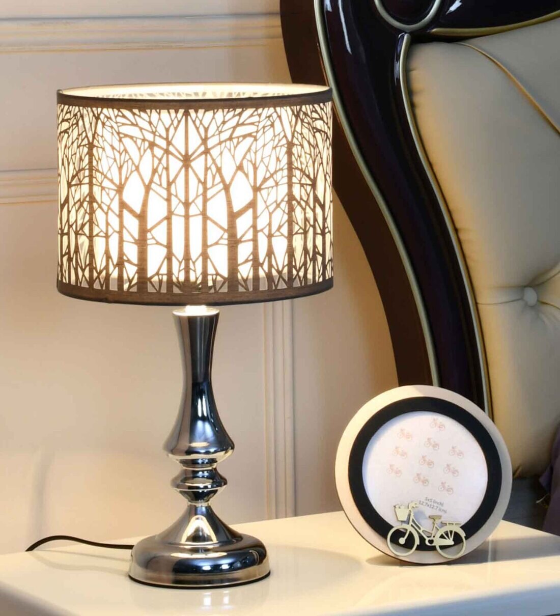 Buy Forest Trees Table Lamp Silver By @Home Online - Metal Night Lamps ...