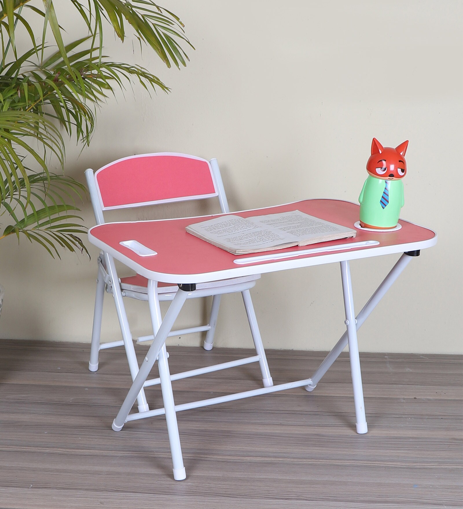 Buy Foldable Metal Kids Activity Table in Pink Colour with Chair, at 36 ...