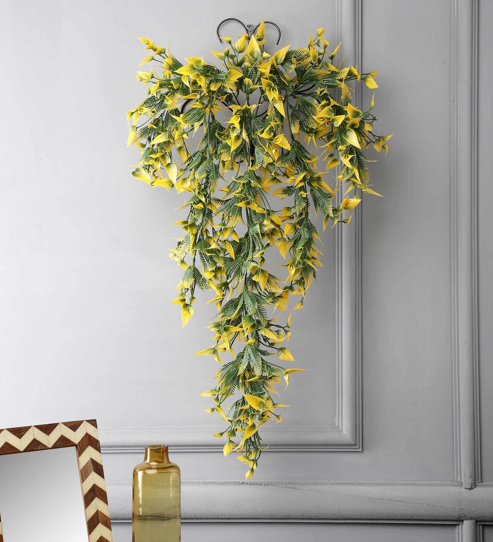 Buy Yellow Polyester and Plastic Artificial Creeper Plant with Metal ...