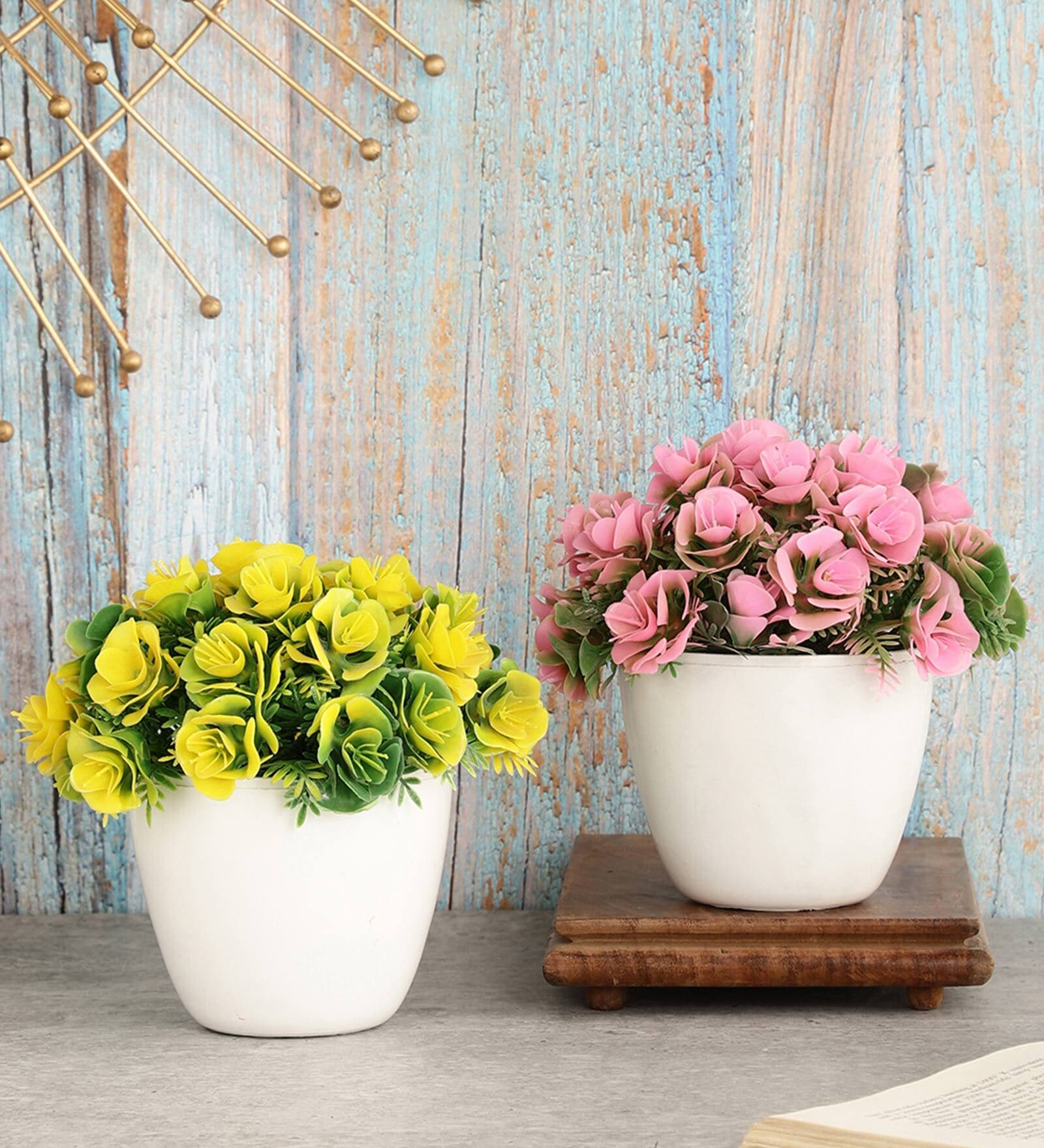 Buy Plastic Wade Pink And Yellow Rose Flower Artificial Plant at 9% OFF ...