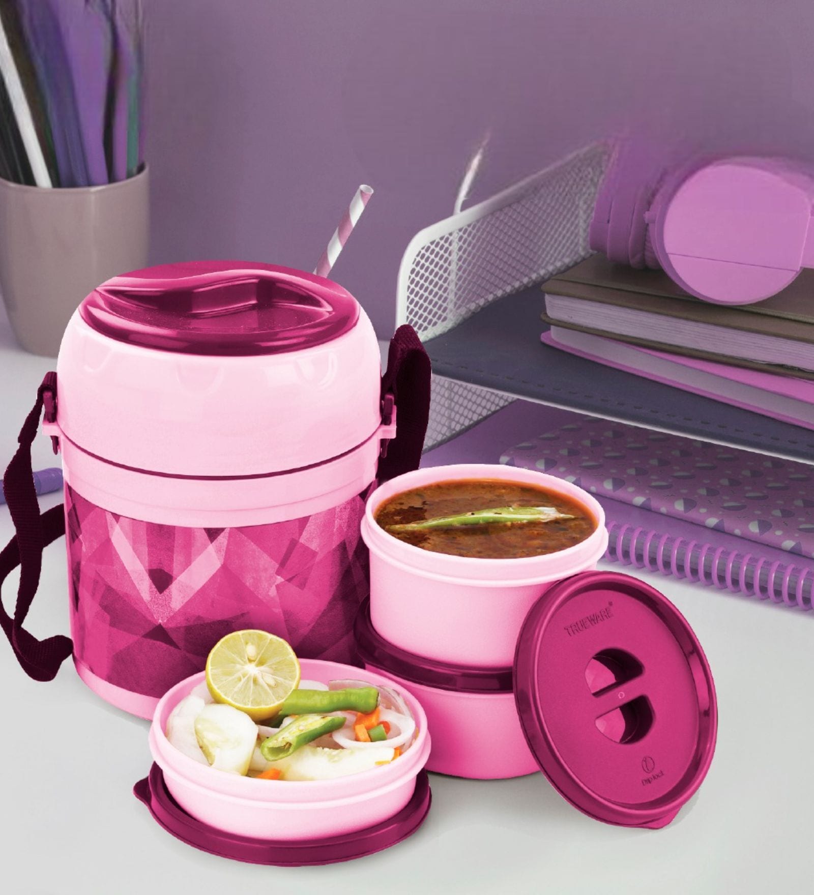 Buy Foody Plus Pink Plastic Thermoware Lunch Box ( Set Of 2 Container ) at 9% OFF by Trueware ...