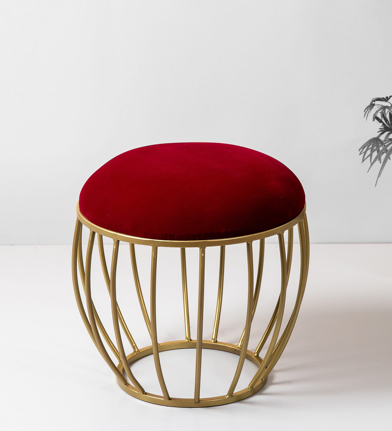 Buy Lush Fabric Seating Stools in Maroon Color Online - Contemporary ...