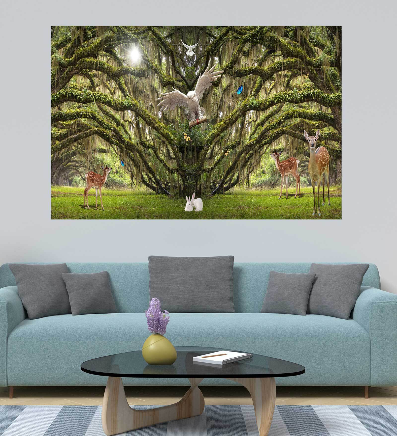 Buy Forest Mystic Trees Self Adhesive Wall Poster for Home Decor(Vinyl ...