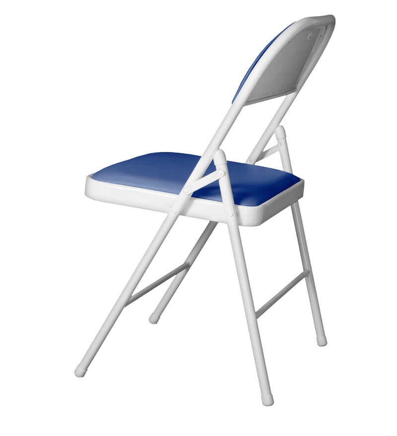 Buy Catania Metal Folding Chair in White & Royal Blue Colour by Story ...