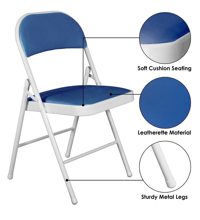 Buy Catania Metal Folding Chair in White & Royal Blue Colour by Story ...