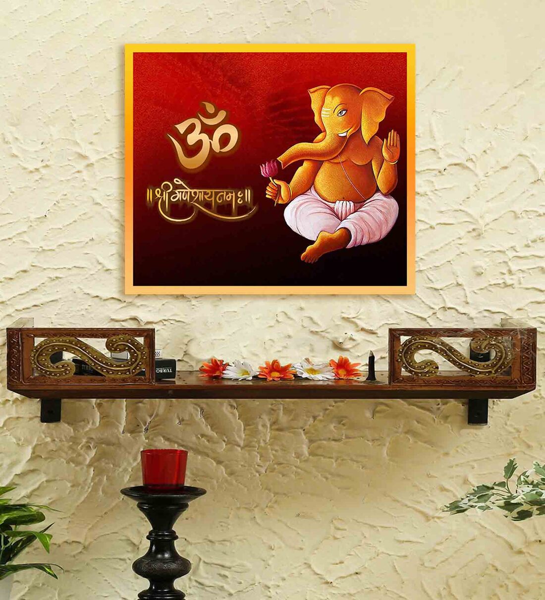 Buy Frameless Beautiful Shree Ganeshay Namah Art Print By Flair Glass ...