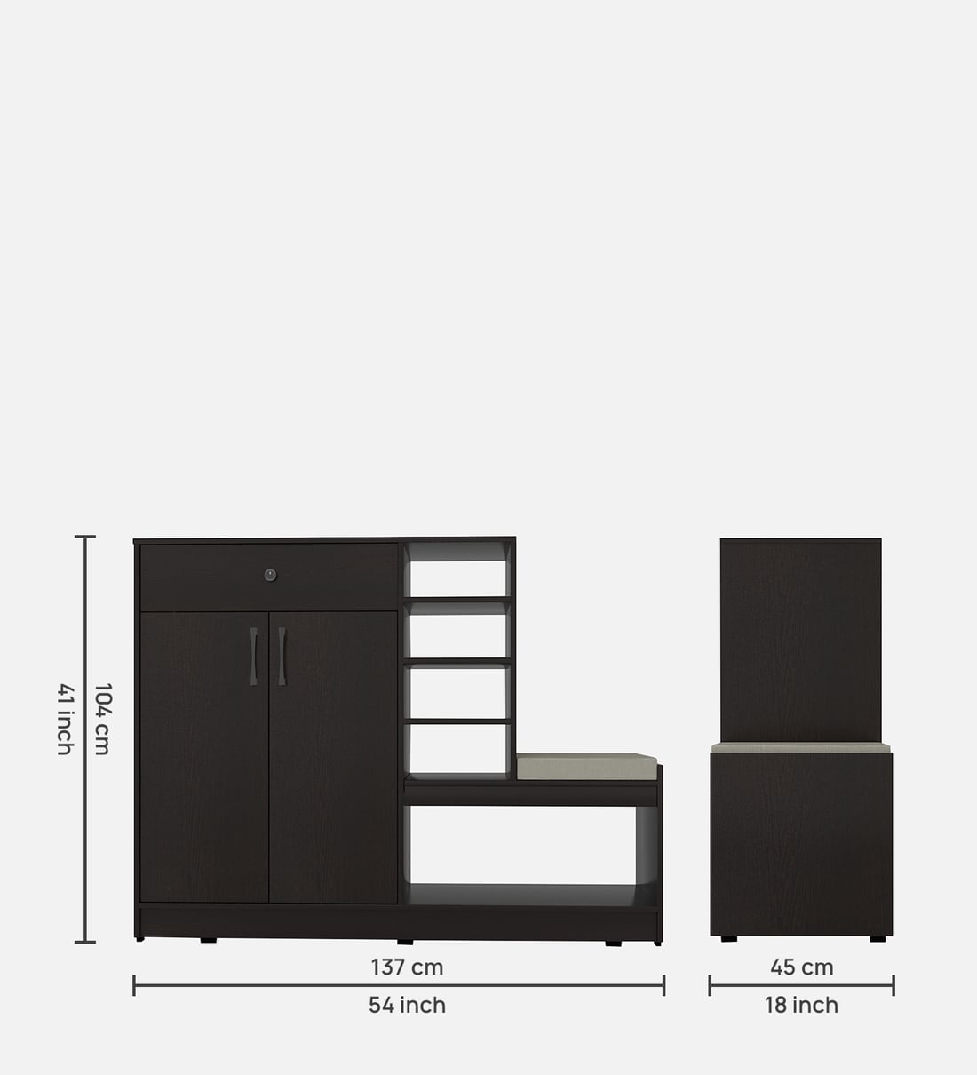 Buy Francisca Shoe Rack with Seating in Wenge Finish Online - Shoe Rack ...