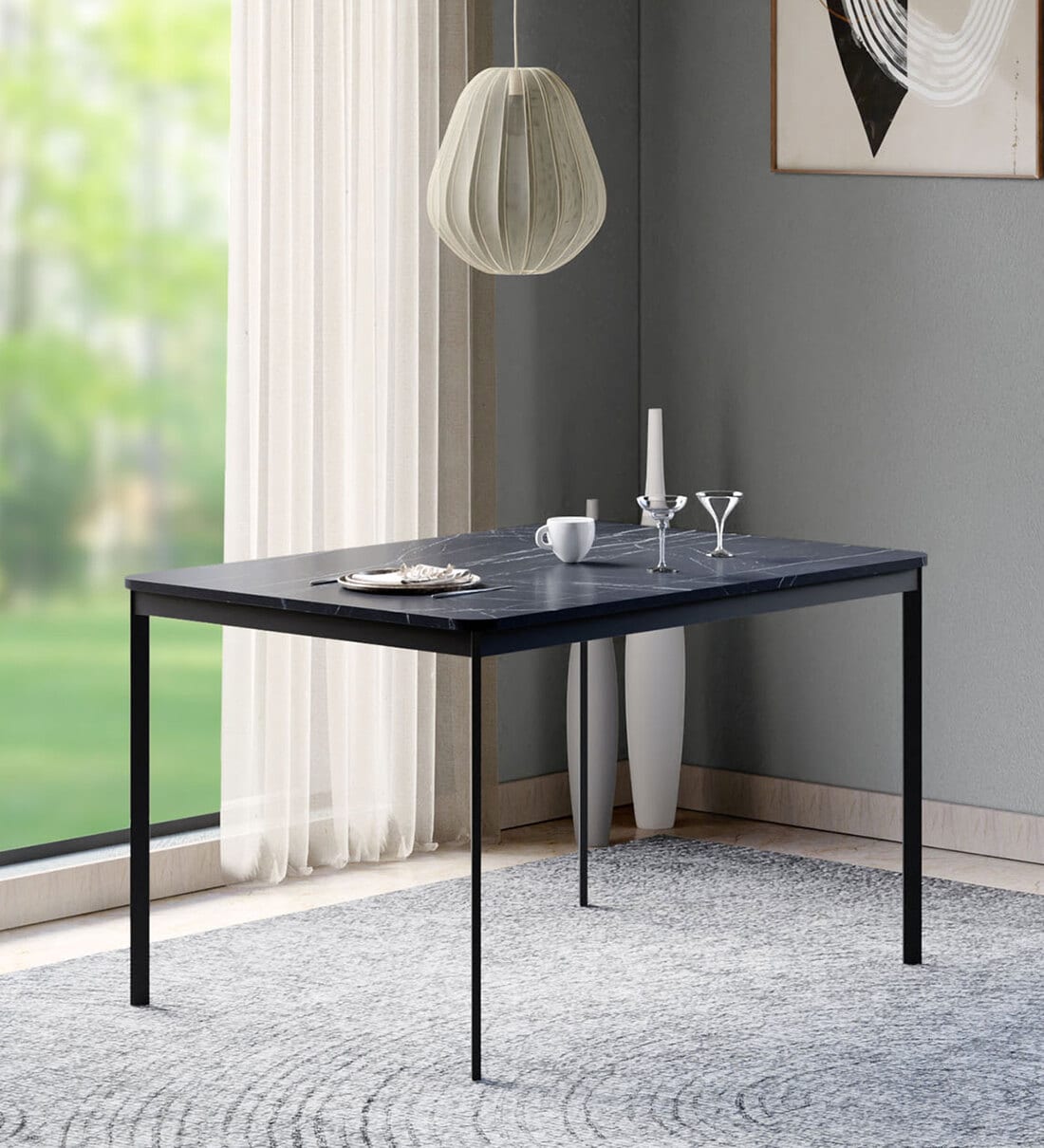 Buy Franky Metal 4 Seater Dining Table In Black Colour at 14% OFF by ...