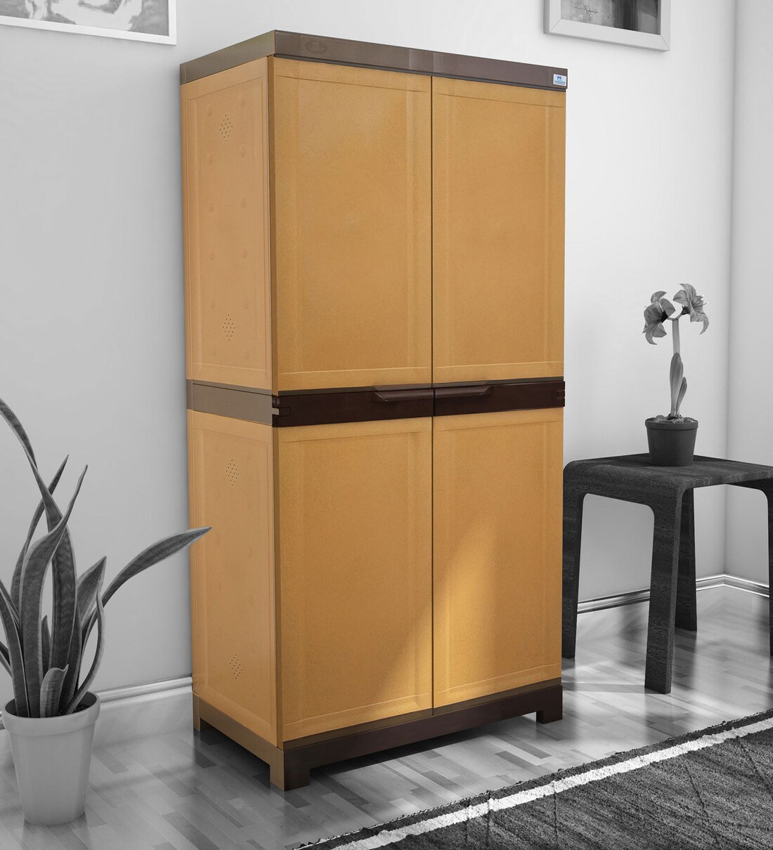 Buy Freedom Plastic Shoe Cabinet in Sandy Brown & Dark Brown Finish ...
