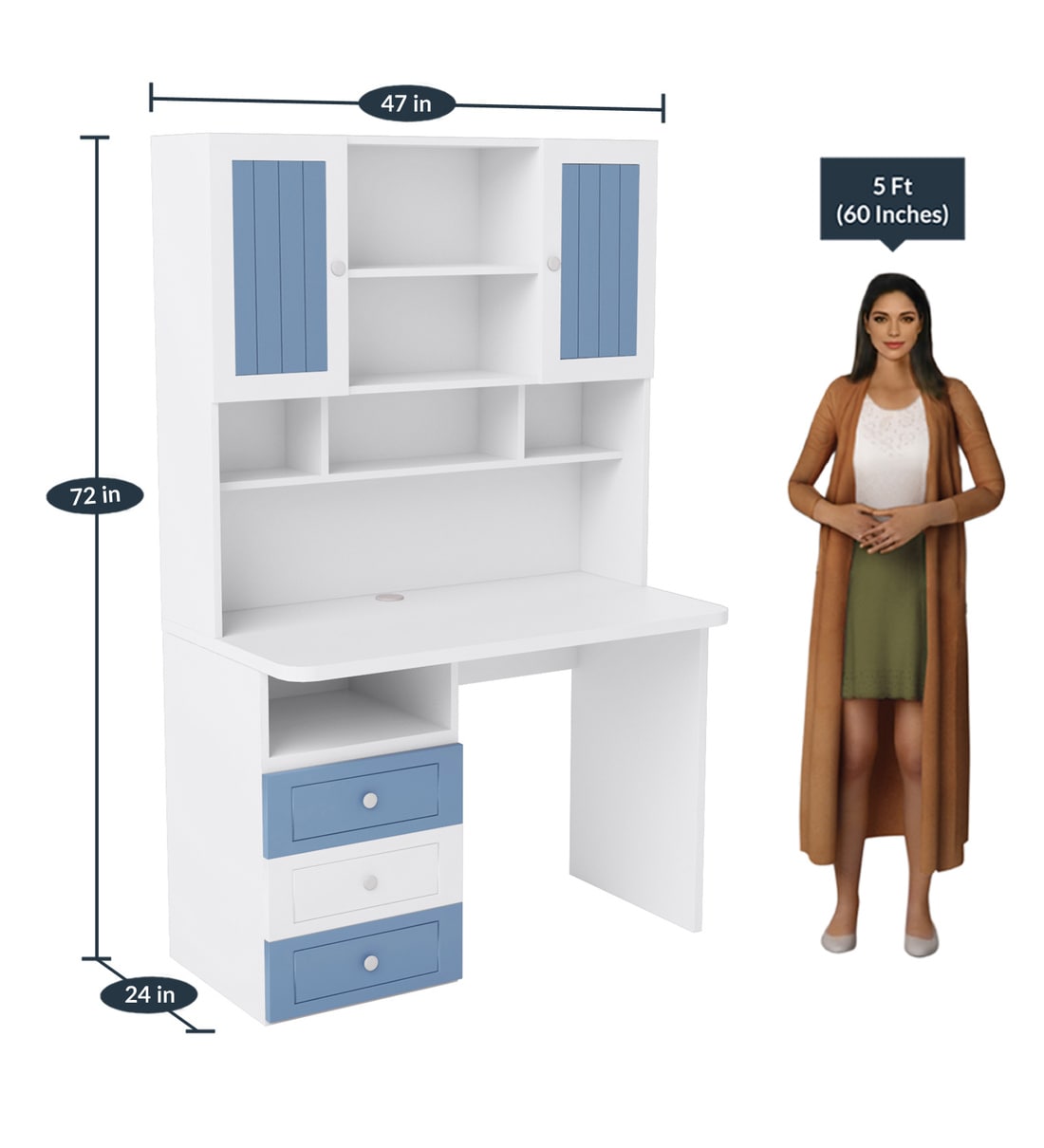 Buy French Collection Kids Study Table in Blue Finish by Alex Daisy ...