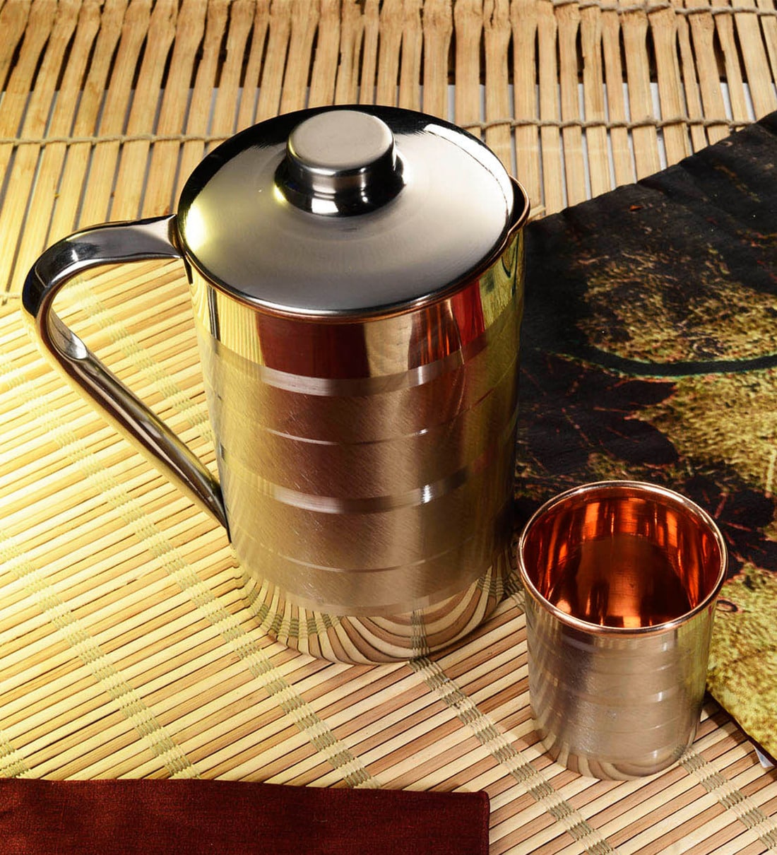 Buy Silver Copper and Steel 1500 ML Jug with one Glass by Frestol ...