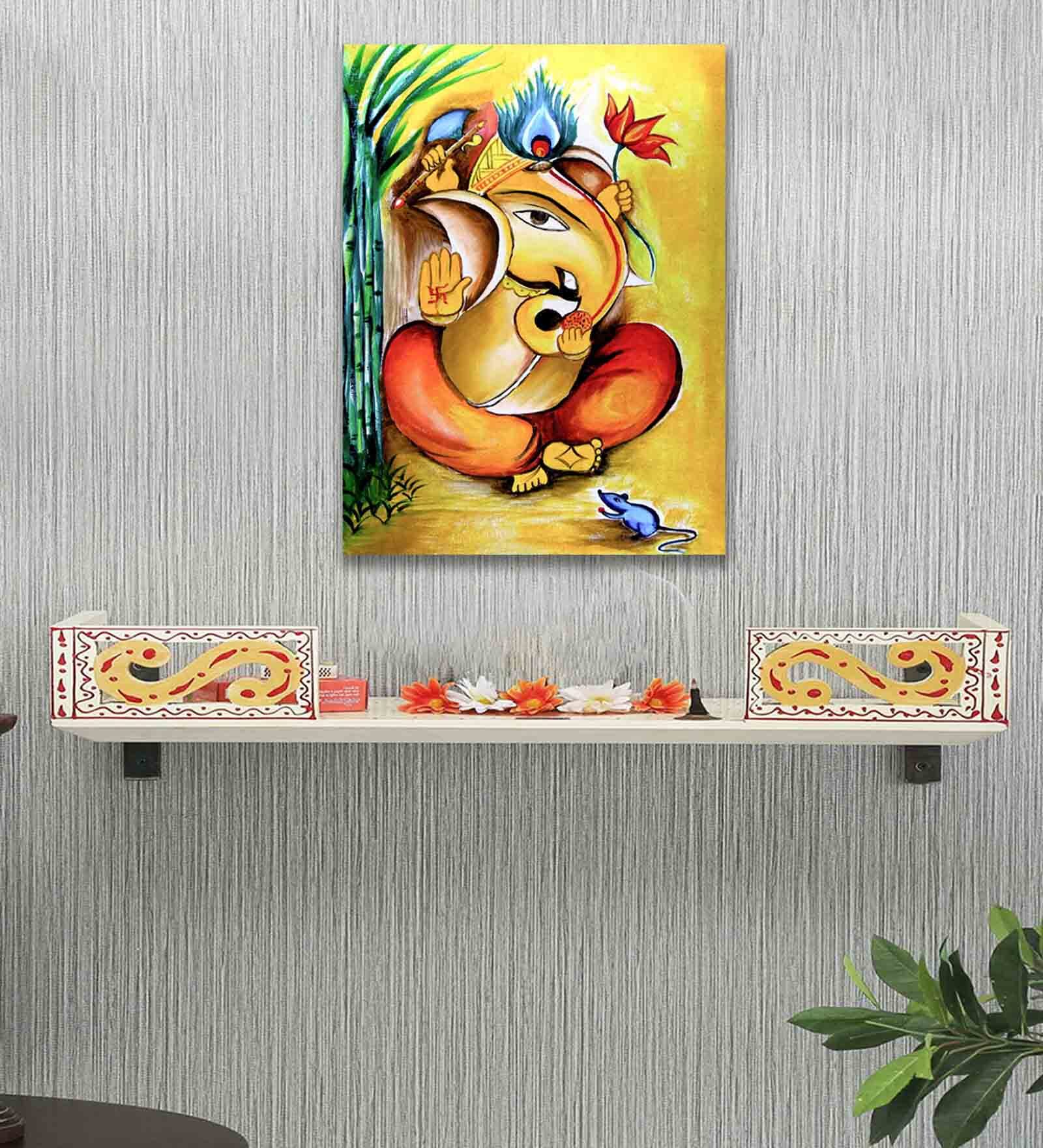 Buy Lord Ganesha's Multicolour Glass Spiritual Art Print at 28% OFF by ...