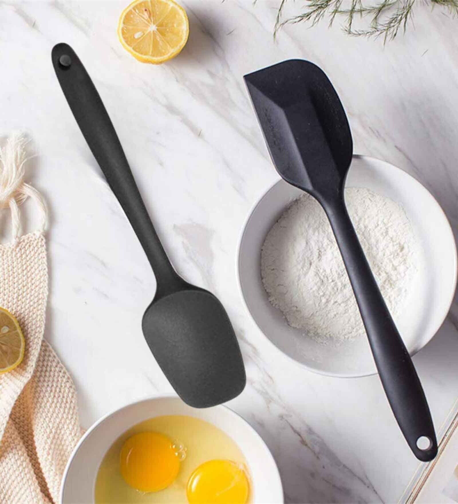 Buy Black Non-Stick Premium Silicone Spatula (Set of 2) for Cooking ...