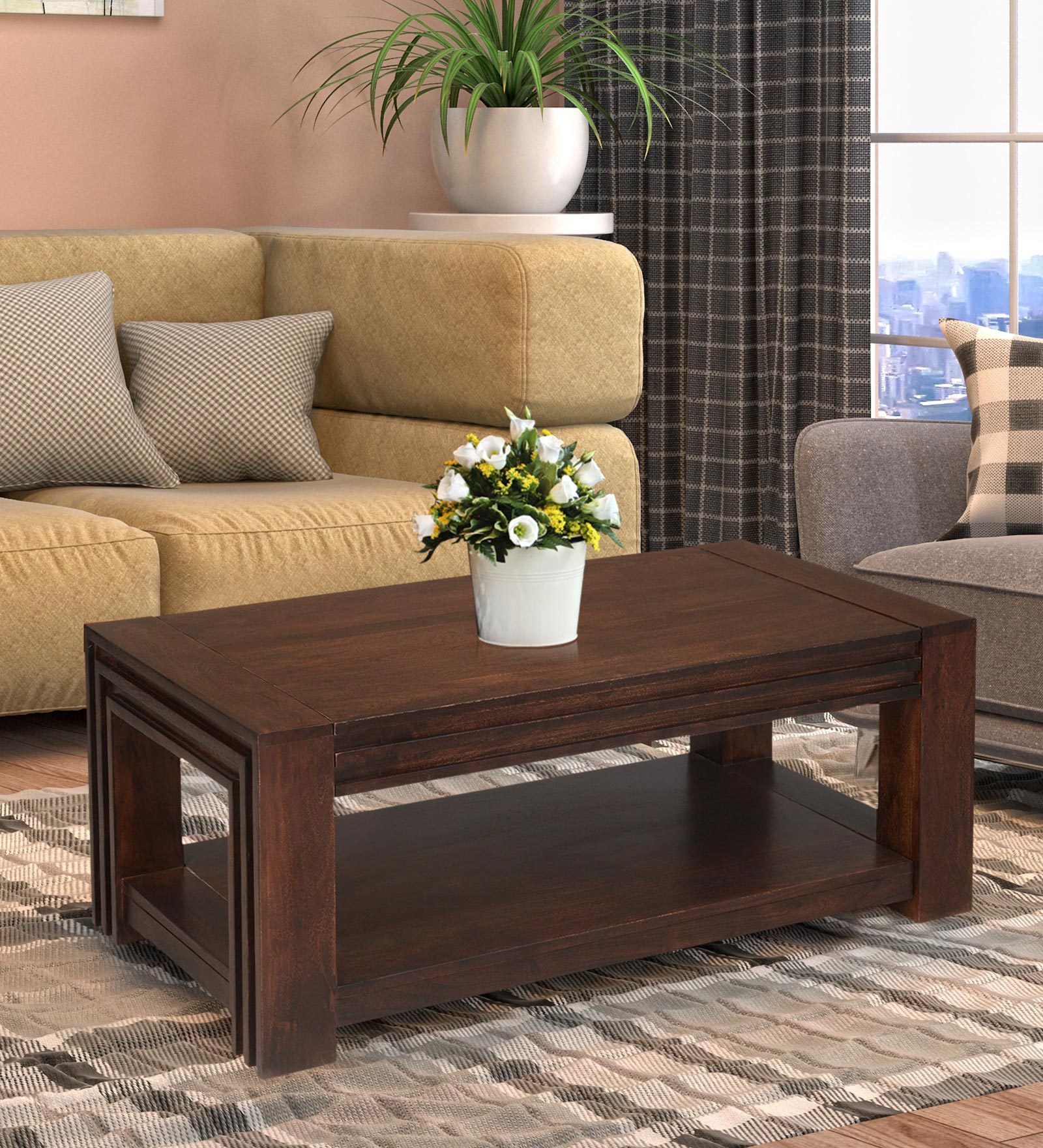 Buy Frida Solid Wood Center Table in Cappucino Colour at 50% OFF by ...