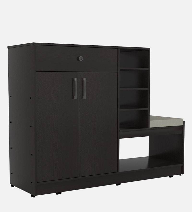 Buy Francisca Shoe Rack with Seating in Wenge Finish Online - Shoe Rack ...