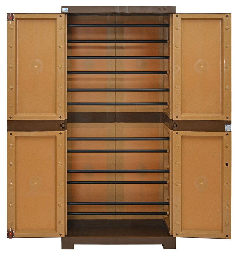 Buy Freedom Plastic Shoe Cabinet in Sandy Brown & Dark Brown Finish ...