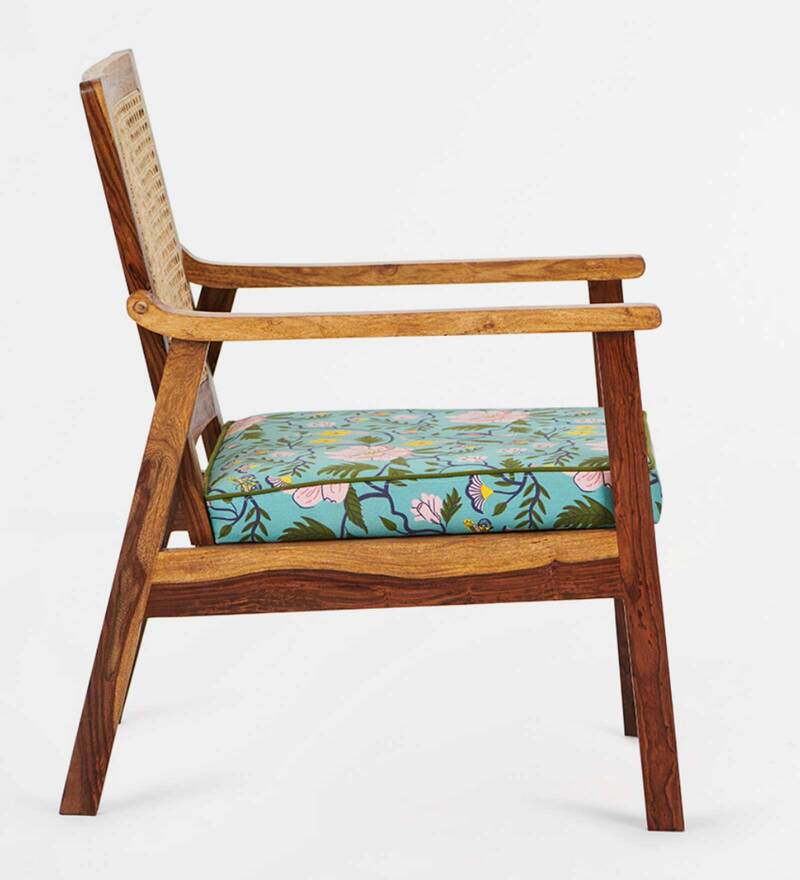Buy French Sheesham Wood Arm Chair in Spring Bloom Print Colour Online ...